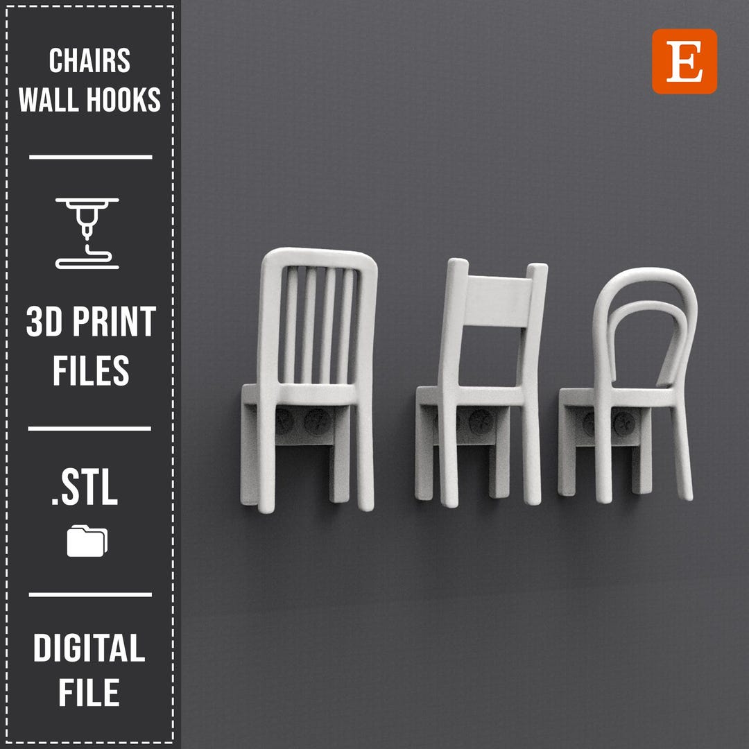 Chairs Hooks STL Files, Chairs Set of 3 Hook Door Hanger 3D Model, Hat ...