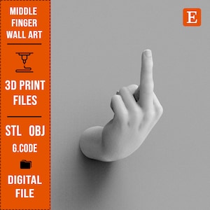 Middle Finger STL Files, Wall Sculpture 3D Printable Model, 3D Print ...