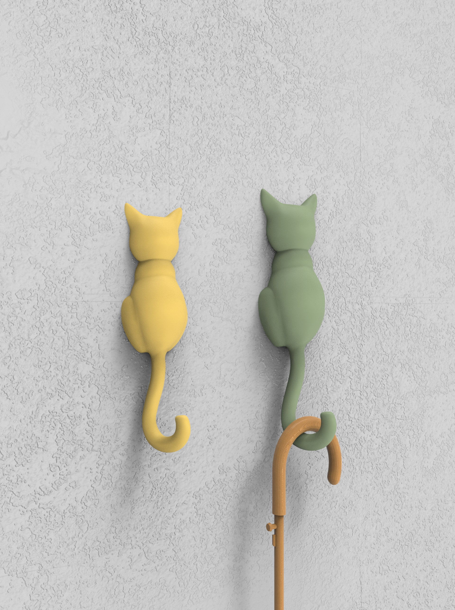 3D Printable STL File, Cat Wall Hook 3D Print Model, 3D Digital STL File, 3D Animals Model ...