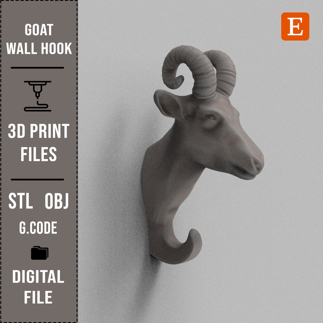 Goat Wall Hook 3D Printable Model, STL Files for 3D Printing, Wall ...