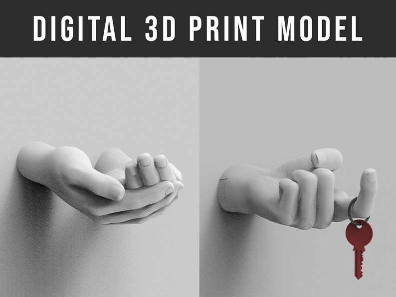 Hand Sculpture SET STL Files, Wall Decor 3D Model, Key Holder STL Files ...