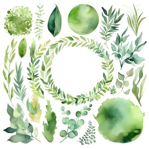 Greenery Watercolor Clipart Greenery Bundle Clipart - Etsy