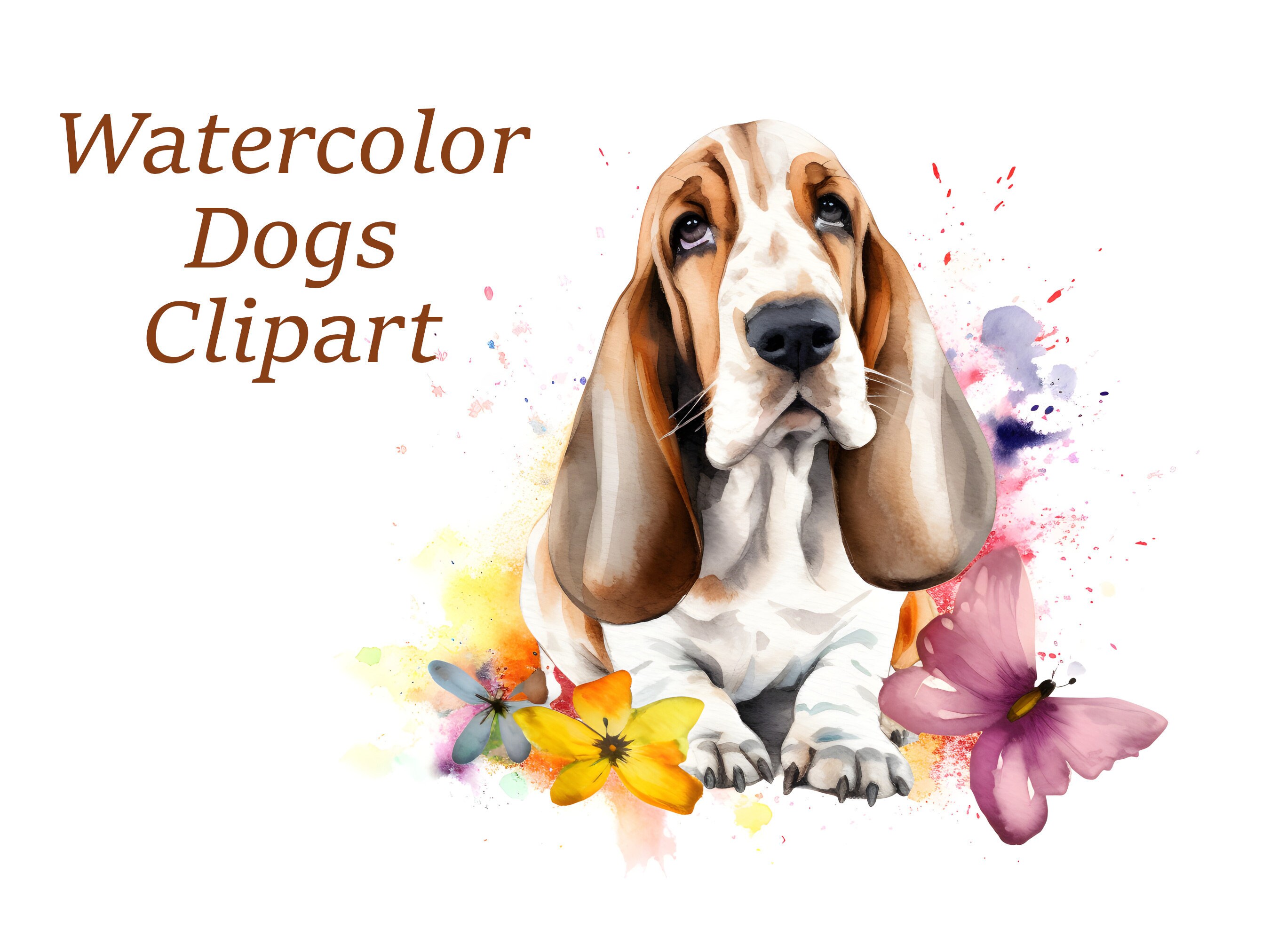 Watercolor Dogs Clipart, Dogs Bundle Clipart, Invitation Clipart ...