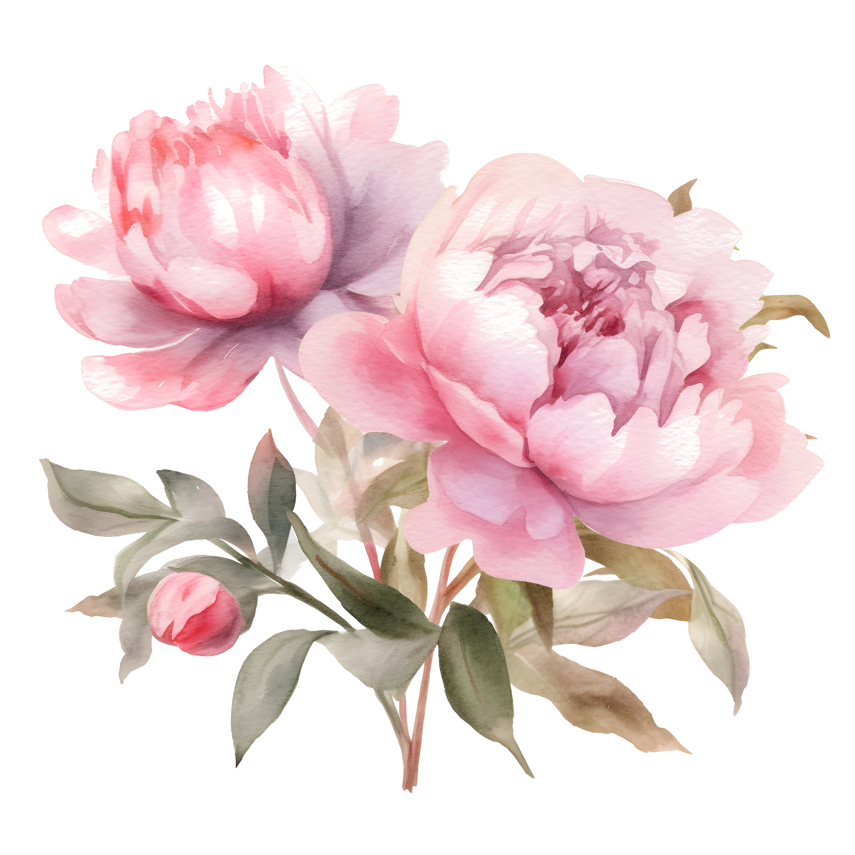 Peonies Watercolor Clipart Peonies Bundle Clipart Botanical - Etsy