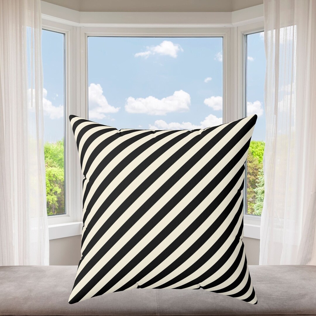 Diagonal Black and White Pillow, Luxury Home Decor, Designer Pillow ...