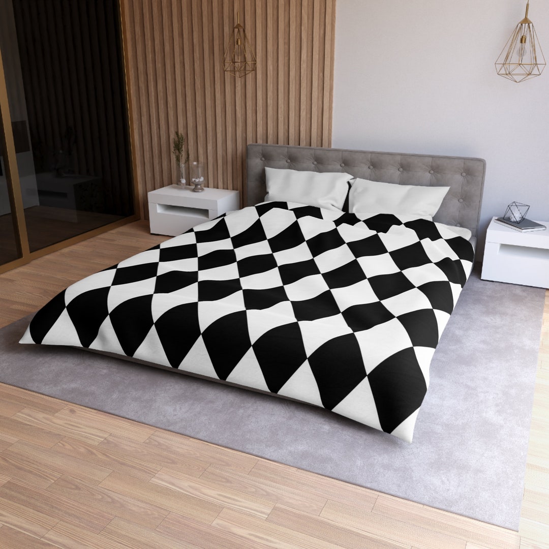 Black and White Harlequin Duvet Cover, Home Decor, Duvet Cover King ...