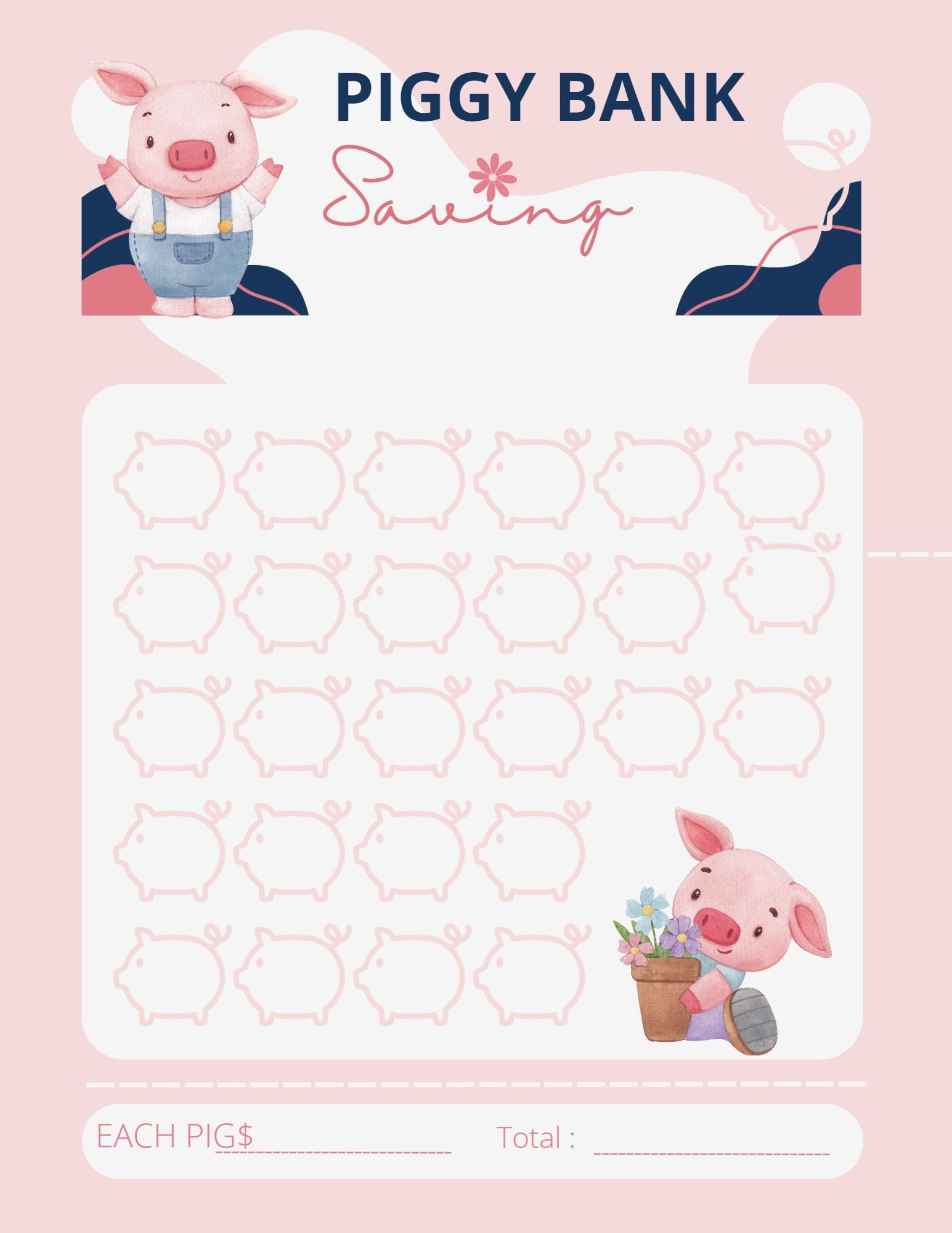 Piggy Bank Savings Challenge - Etsy