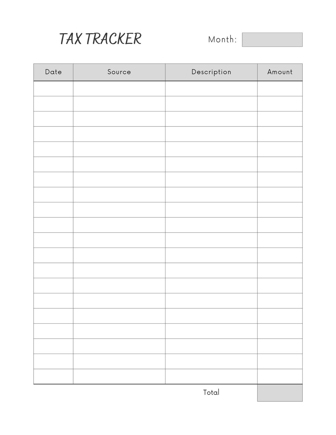 Tax Tracker Digital - Etsy