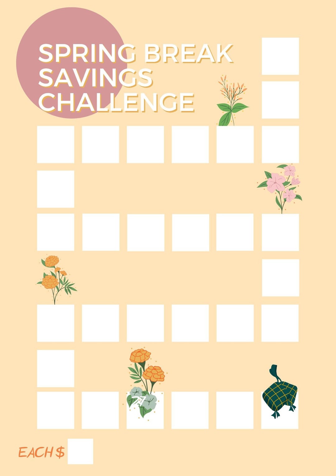 Spring Break Savings Challenge A4 - Etsy