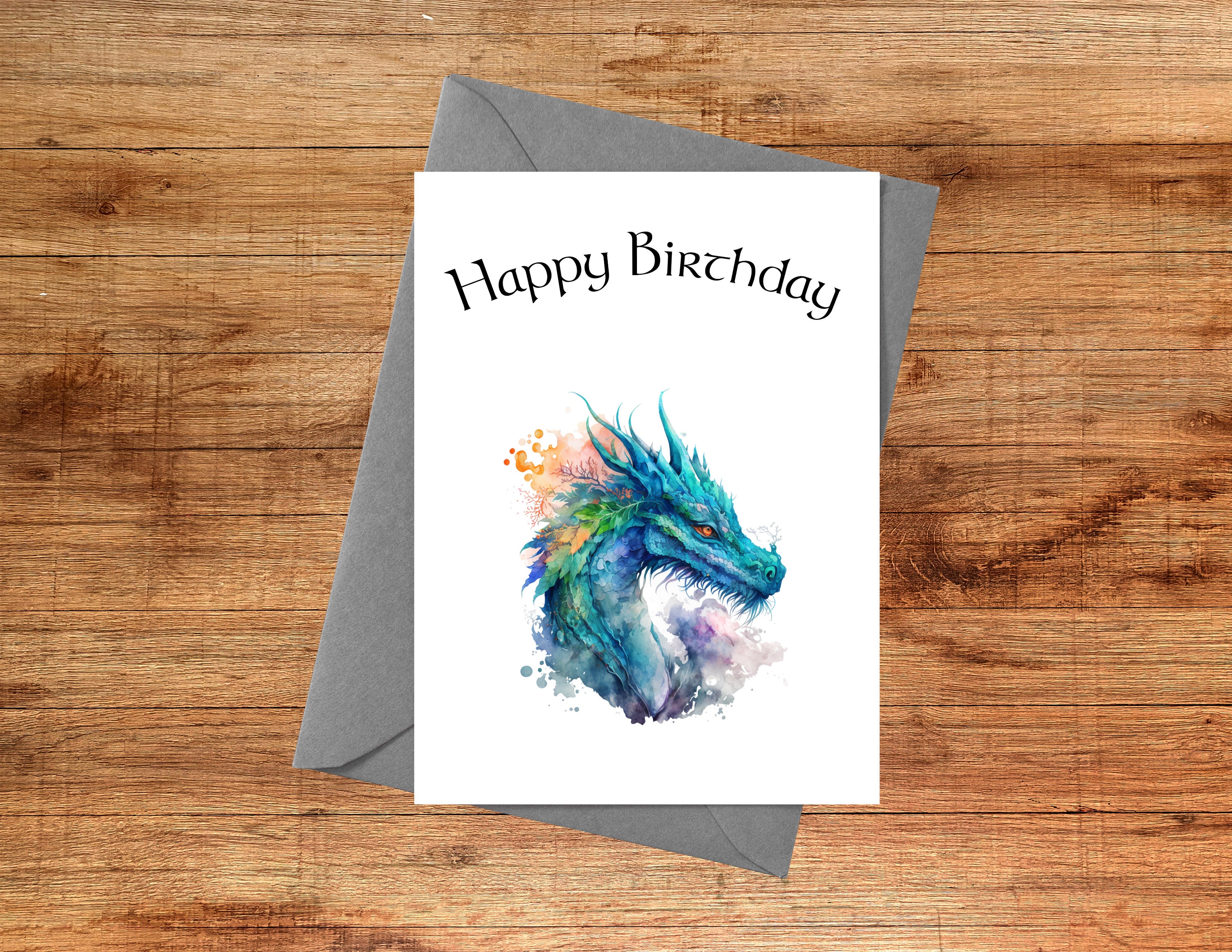 Dragon Birthday Card Dragon Greeting Card Dragon Birthday Invitation ...