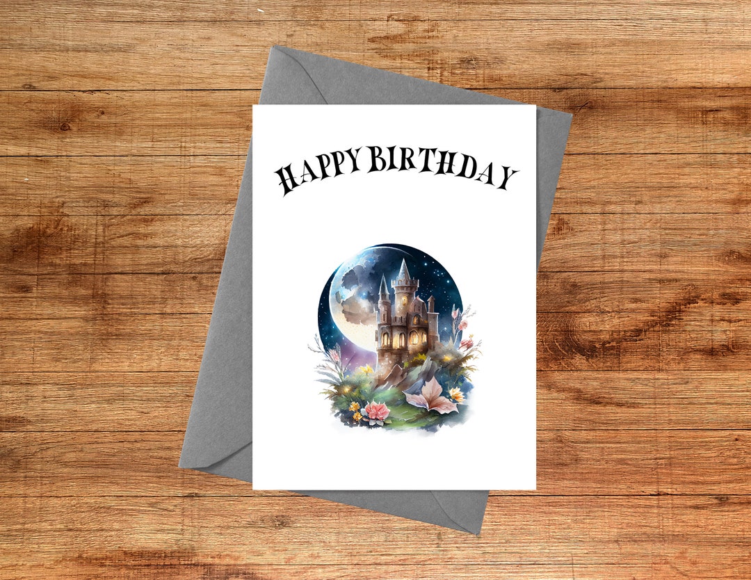 Fantasy Castle Birthday Card Fantasy Greeting Card Digital - Etsy