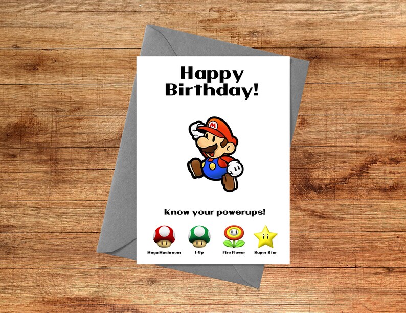 Super Mario Birthday Card Gamer Birthday Card Printable Birthday Card ...
