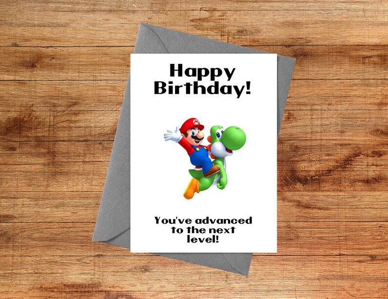 Super Mario Birthday Card Gamer Birthday Card Printable Birthday Card ...