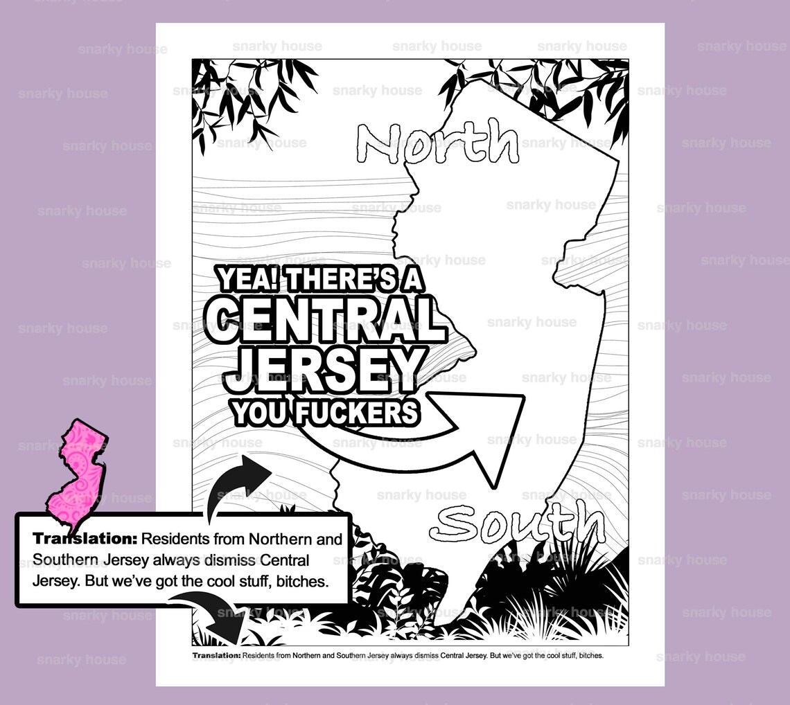 Swearing Coloring Book Adult Anxiety Relief New Jersey Relaxation ...