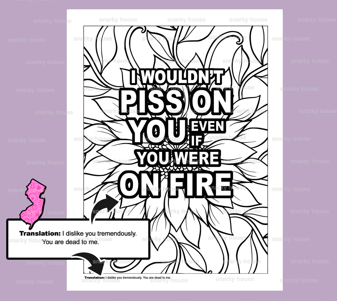 Swearing Coloring Book Adult Anxiety Relief New Jersey Relaxation ...