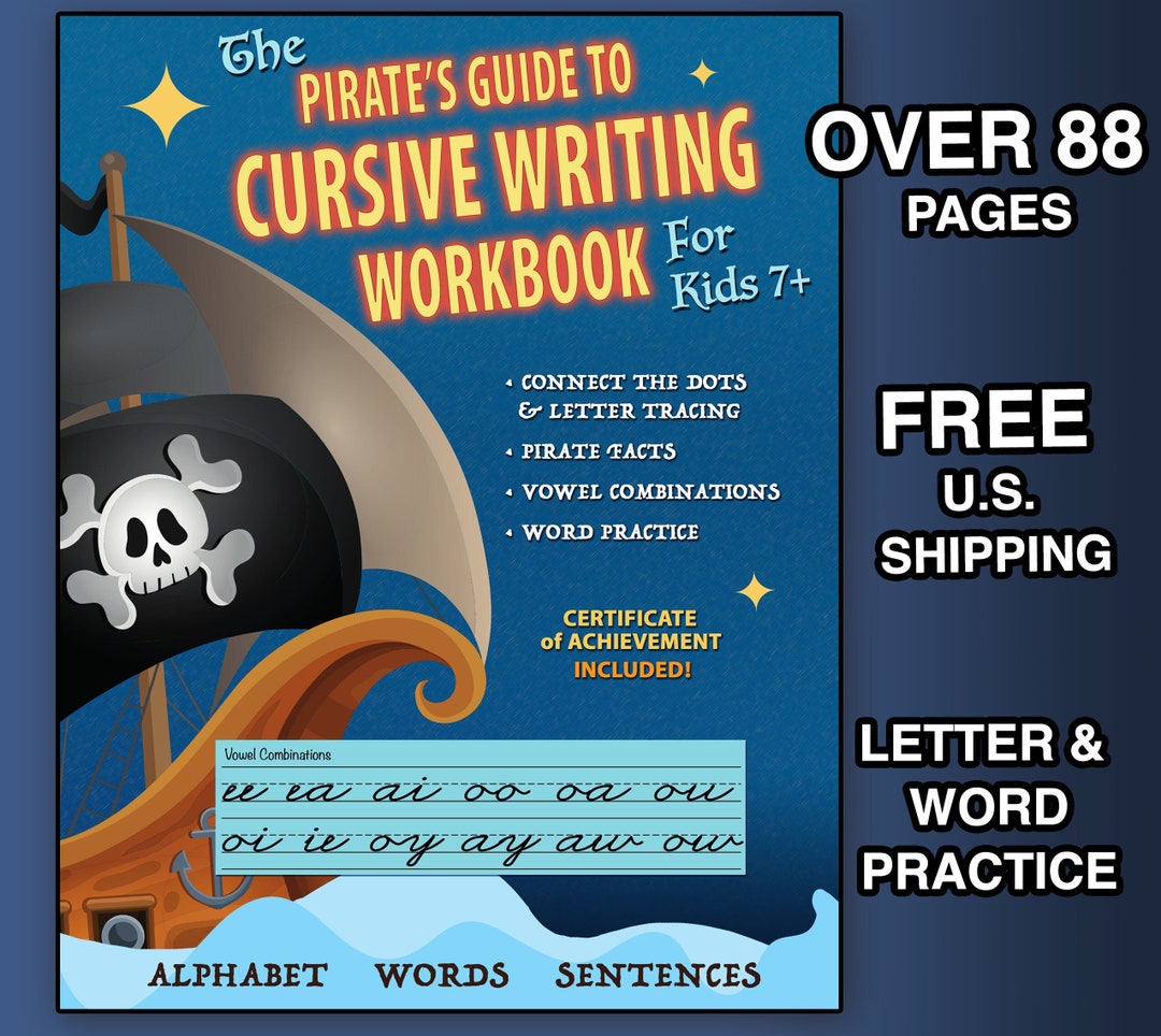 Pirate Cursive Handwriting Workbook: Kids Script Practice - Etsy