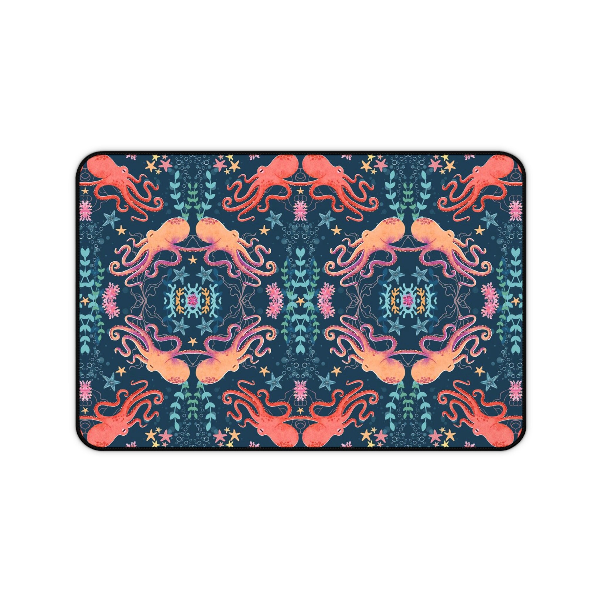 Octopus Desk Mat, Kraken Mouse Pad, Squid Lined Computer Mat, Sealife ...