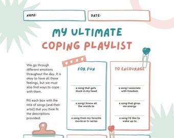 My Mixtape Worksheet Music Therapy for Kids Creative Therapeutic ...