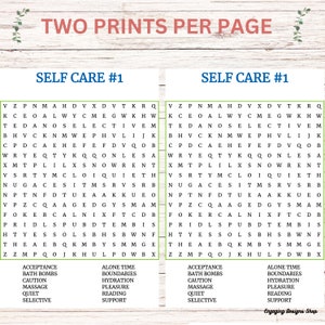 Four Self Care Printable Word Searches Mental Health Party With Friends ...