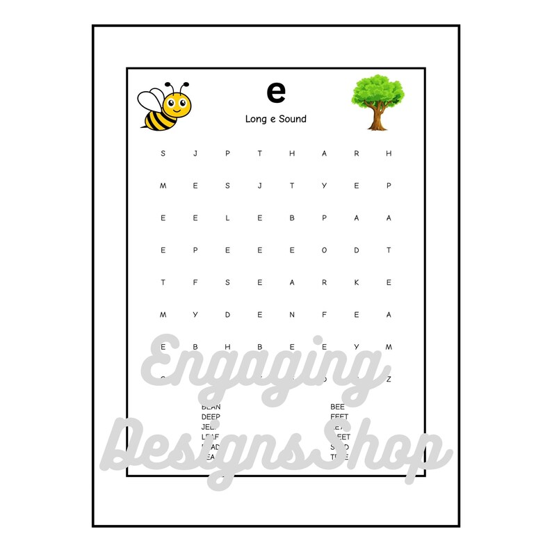 5 Word Search Puzzles With LONG Vowel Sound Words a,e,i,o,u L Vowel ...