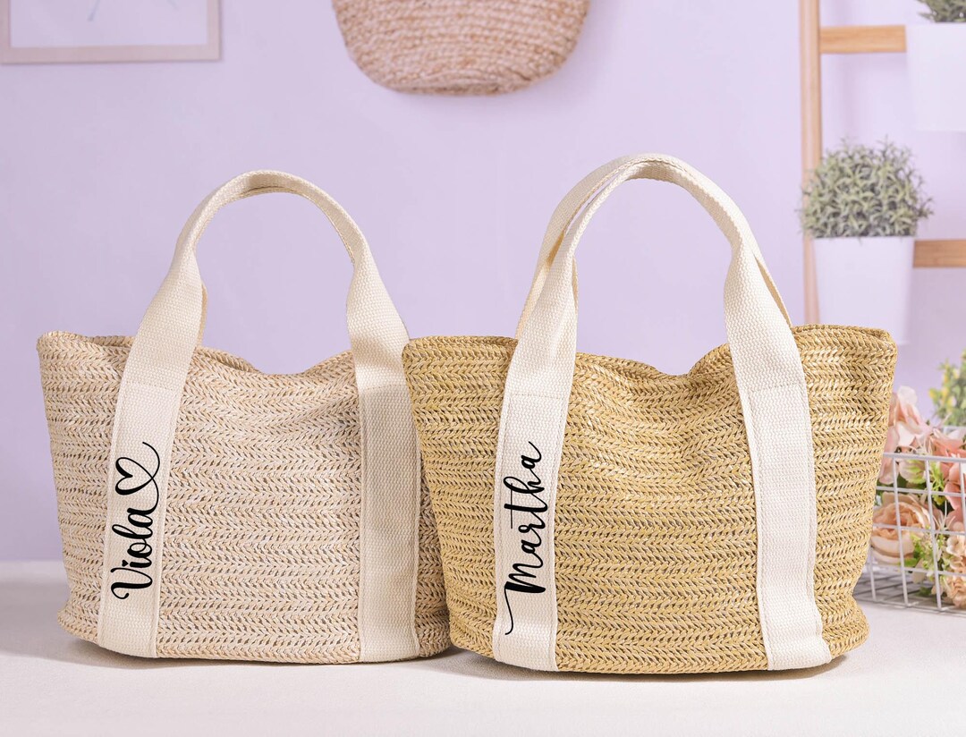 Custom Beach Straw Bags,personalized Straw Bag,burlap Tote Bag ...