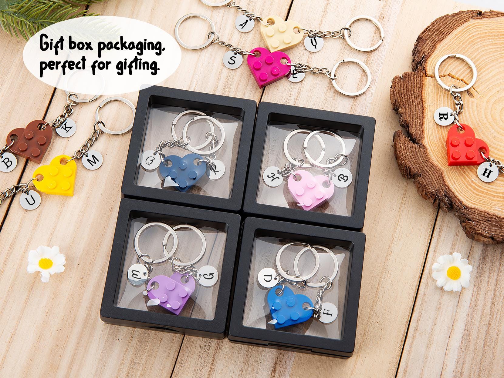 Heart Keychain Set, Matching Keychains, Gift Set for Couples, Best ...