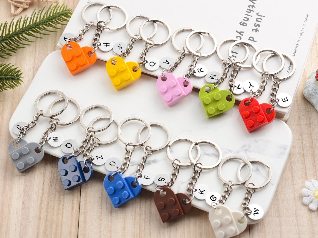 Personalized Initial Heart Keychain Set,personalization Couple ...