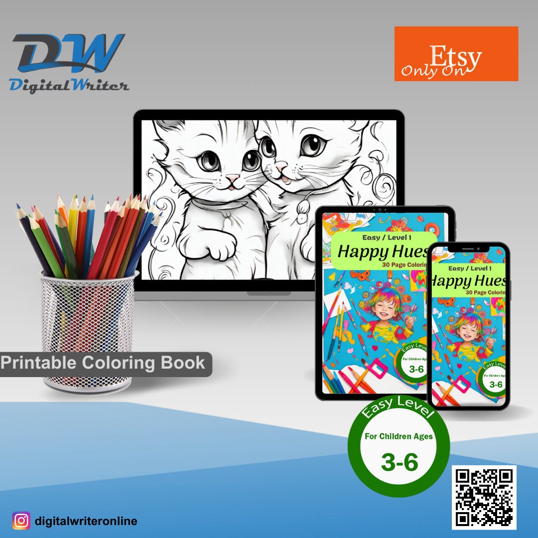 30 Pages Easy Level Coloring Pages for Kids. DW Children - Etsy