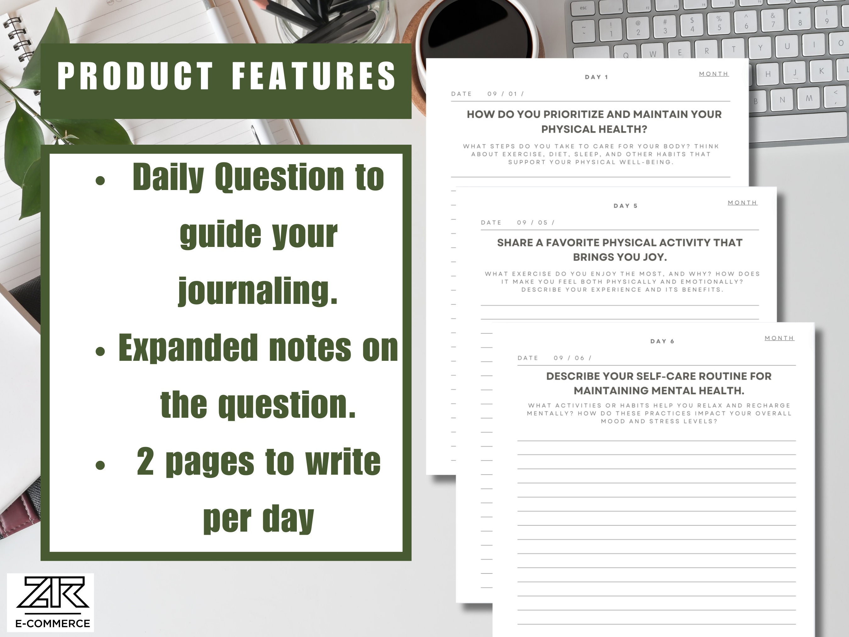 Daily Journal Digital Diary Printable Personal Log Templates Self Care ...