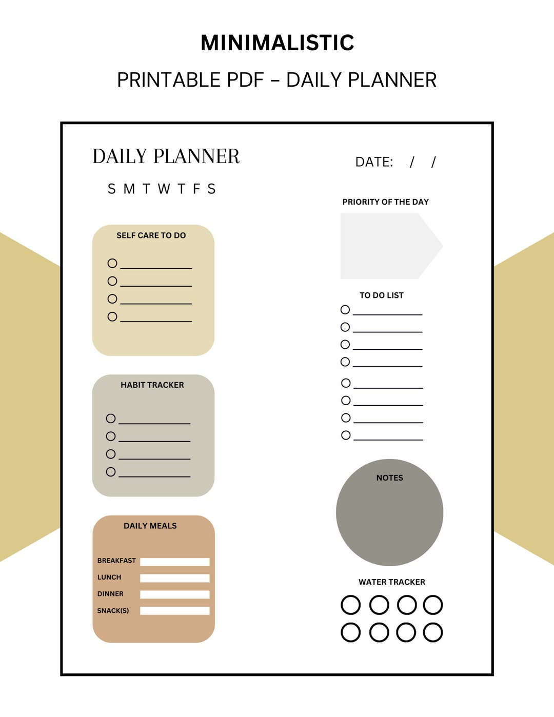 Minimalistic Daily Planner - Printable - Etsy