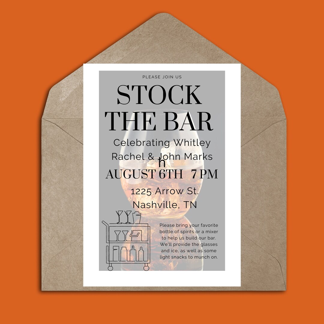 Stock the Bar Digital Invitation | Masculine and Customizable Design - Etsy