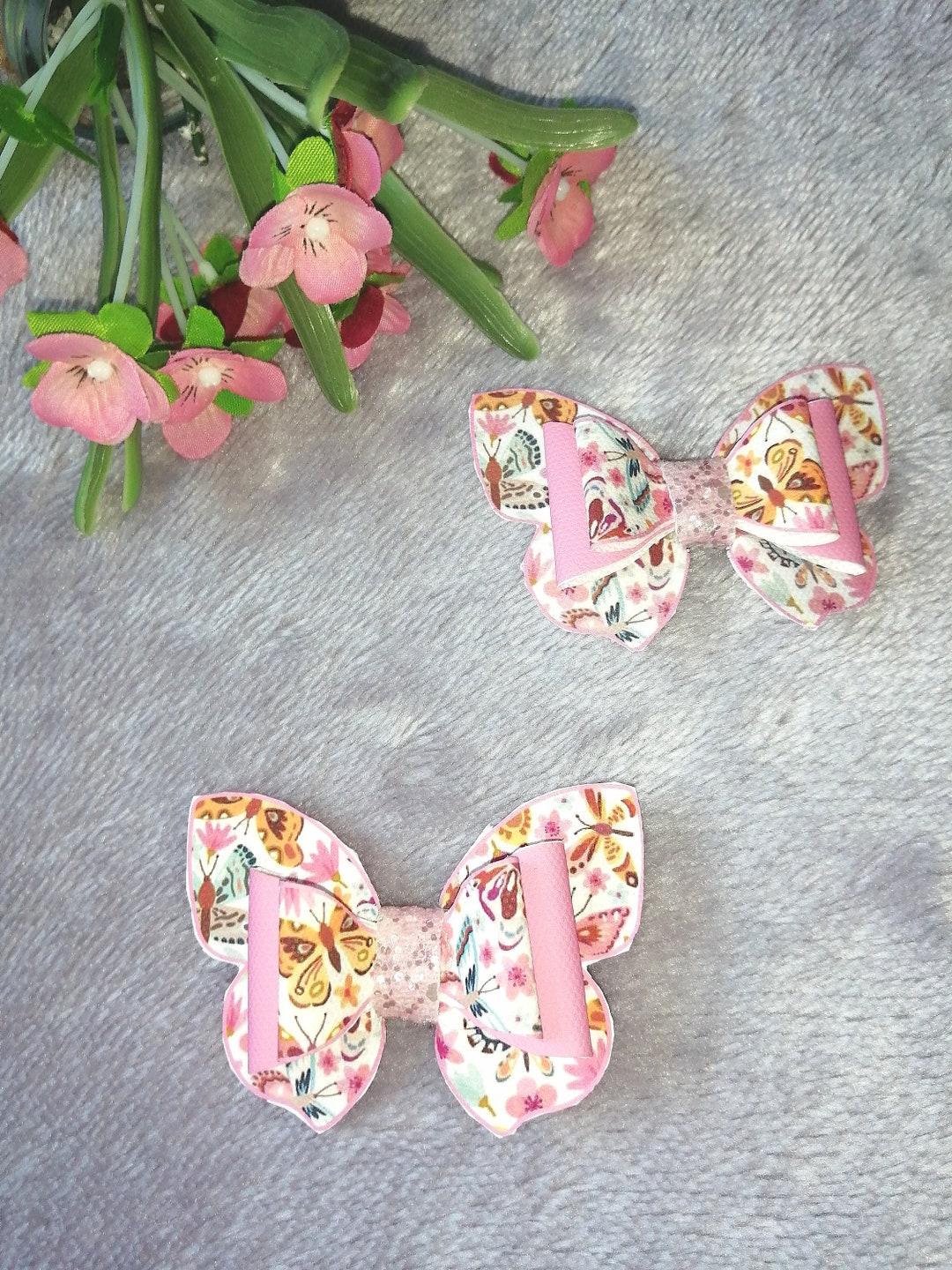 Treble Layer Butterfly Hair Bow Set of 2 - Etsy