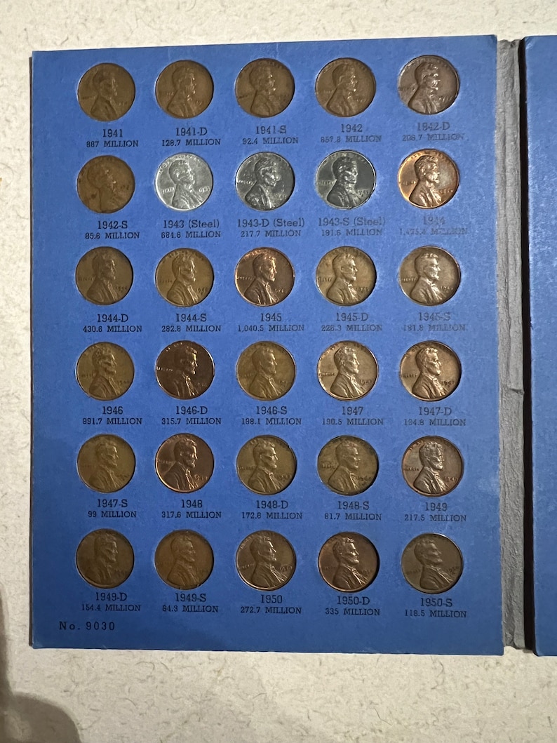US Lincoln Penny Collection: 1941-1969 With Wartime Steel Pennies - Etsy