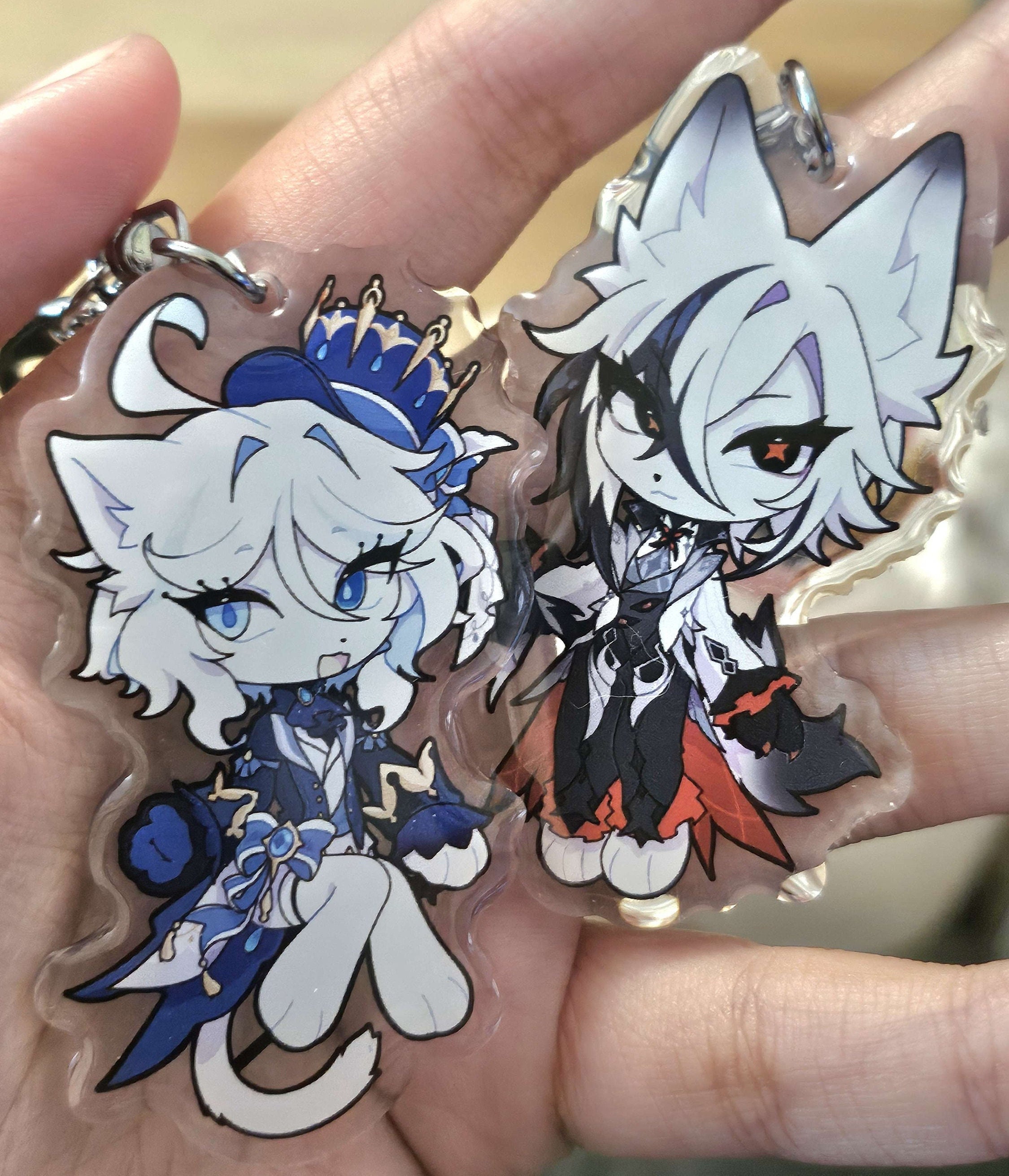 Arlecchino/furina Genshin Impact Furry Keychain 2.5/6.3cm Double-sided ...