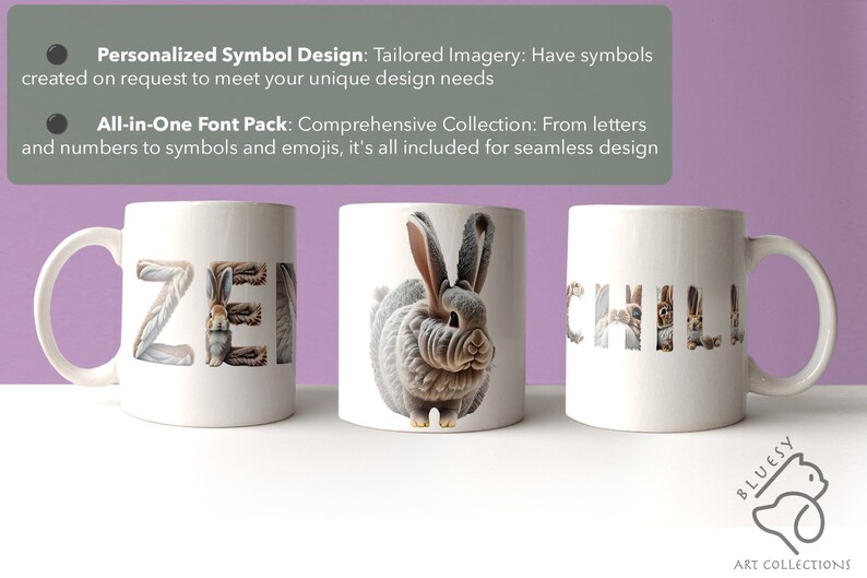 Bunny Rabbit Font Bundle, Animal Alphabet Clipart, Animals PNG, Kids ...