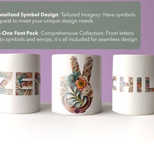 Boho Flower Font Bundle, Flower Alphabet Clipart, Floral PNG, Kids ...