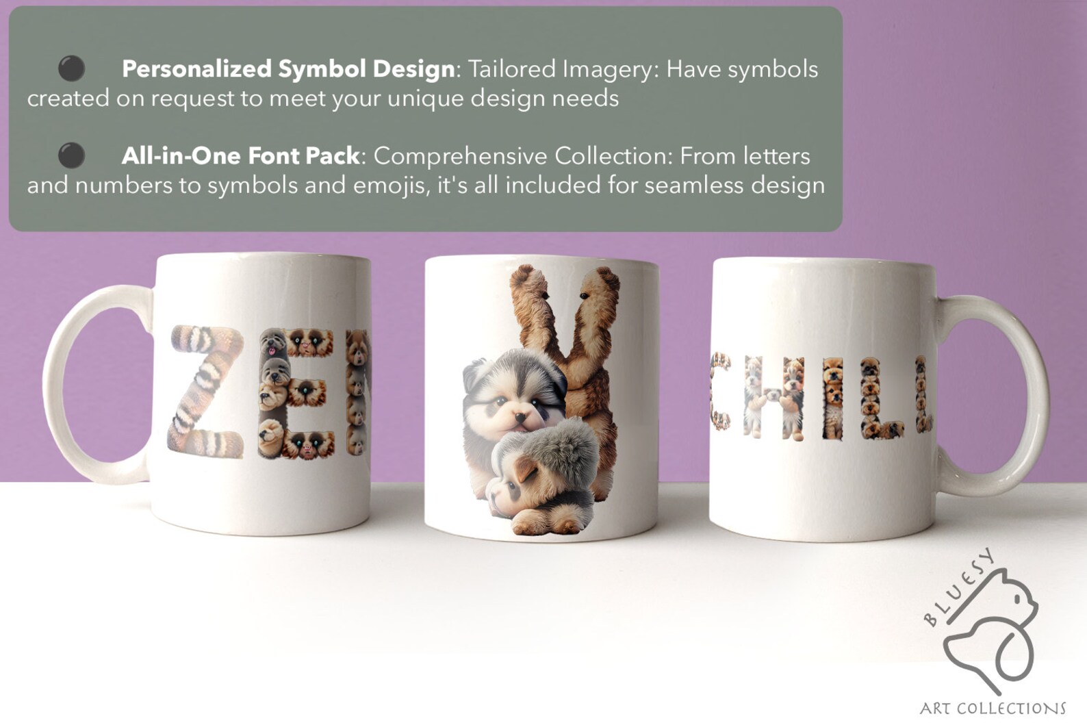 Cute Puppies Font Bundle, Animal Alphabet Clipart, Animals PNG, Kids ...