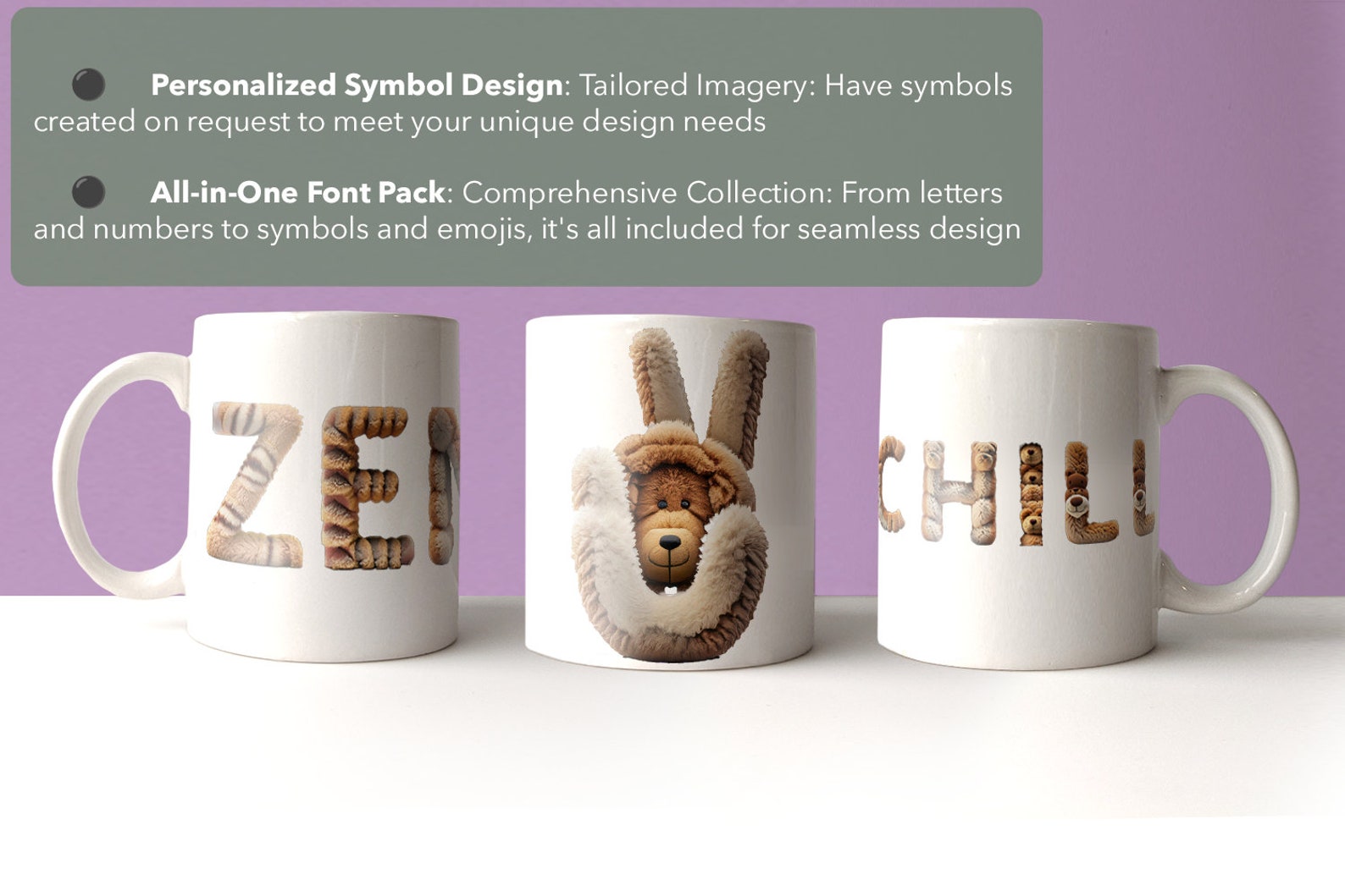 Fluffy Teddy Bear Font Bundle, Nursery Alphabet PNG, Kids Birthday ...