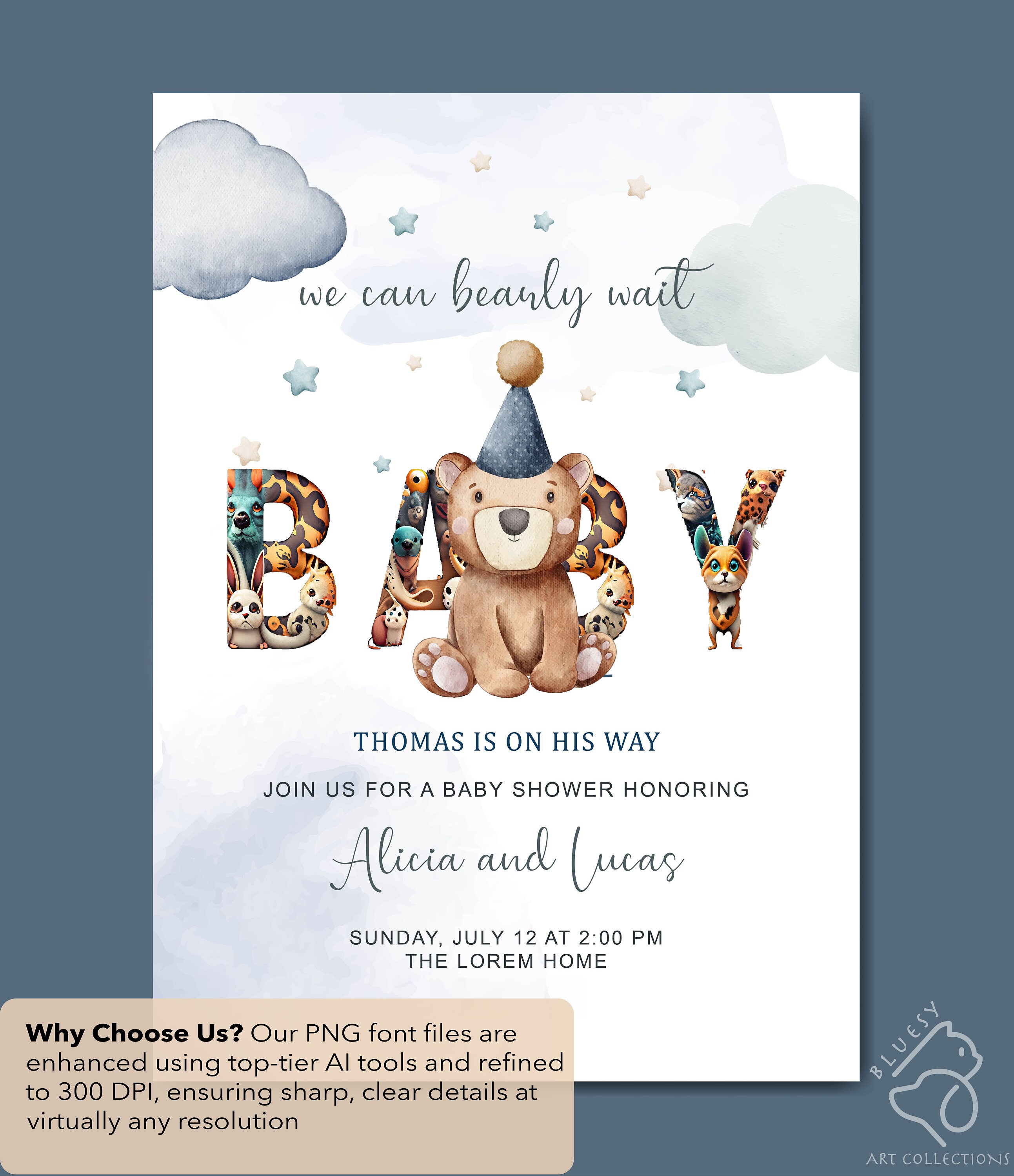 Cute Animals Font Bundle, Animal Alphabet Clipart, Animals PNG, Kids ...