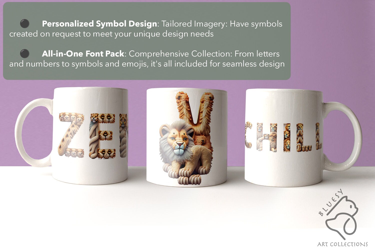 Cute Lions Font Bundle, Animal Alphabet Clipart, Animals PNG, Kids ...