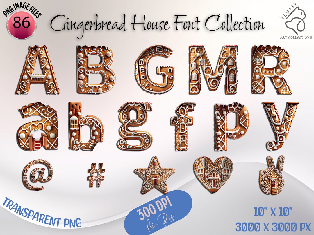 Gingerbread House Font Bundle, Christmas Alphabet PNG, Kids Birthday ...