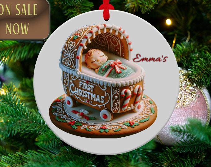 Baby With Gingerbread Baby's 1st Christmas Ornament / Babys First ...