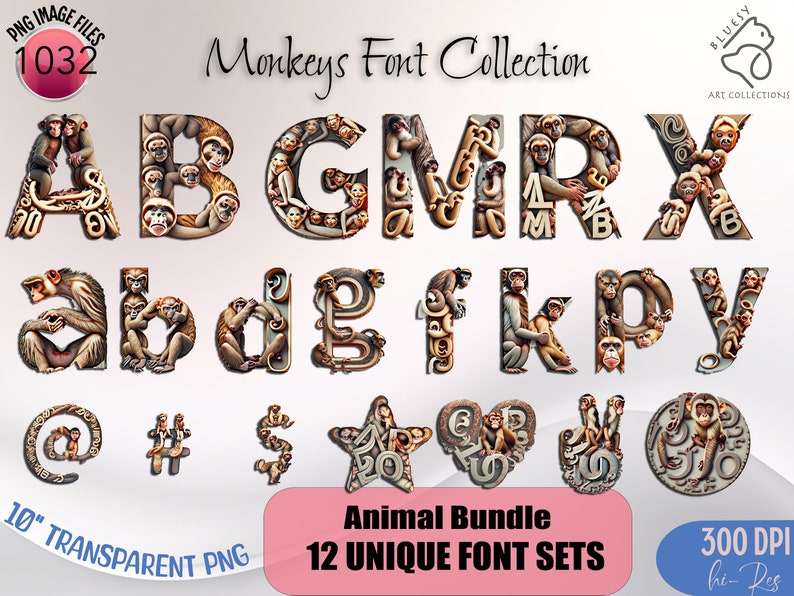 Ultimate Animal Font Bundle: Transparent PNG, Cricut-ready, Featuring ...
