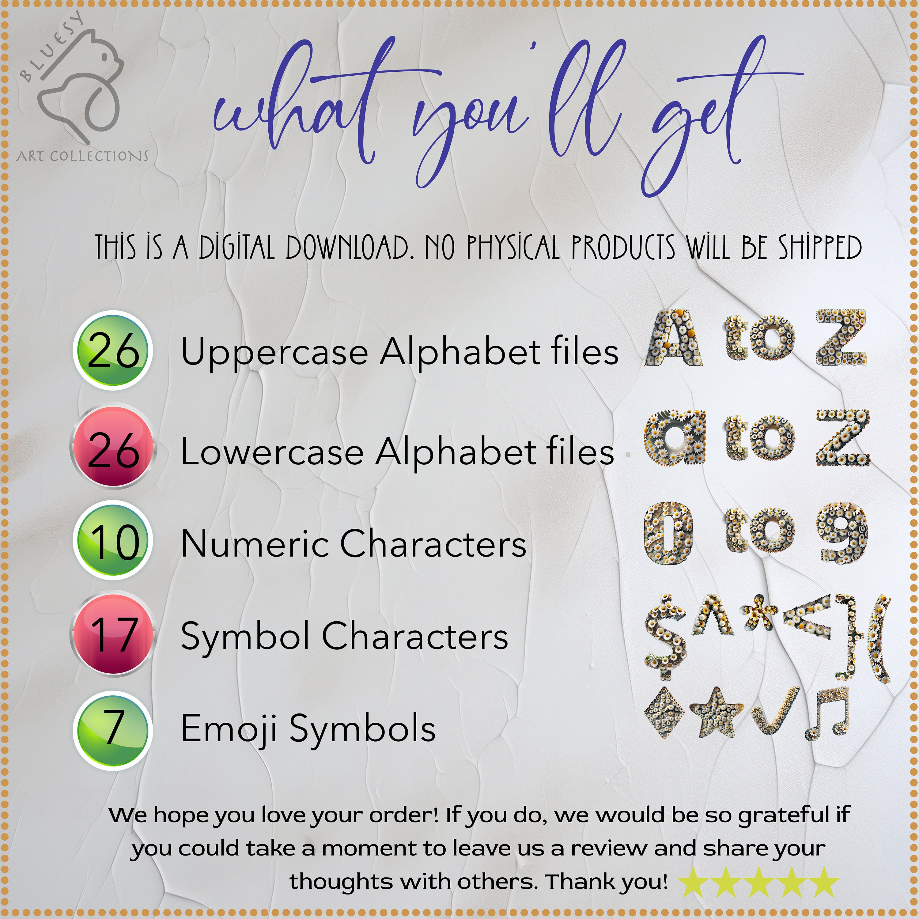 Daisy Chain Font Bundle Floral Alphabet PNG Flower - Etsy