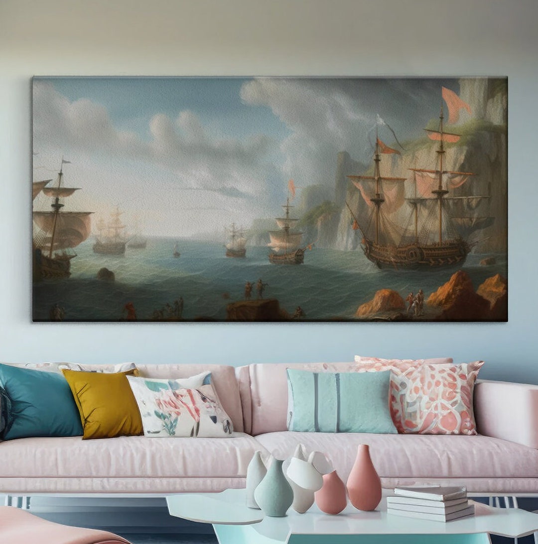 Baroque Inspired Print, Maritime Canvas Art - Historical Ship Print ...