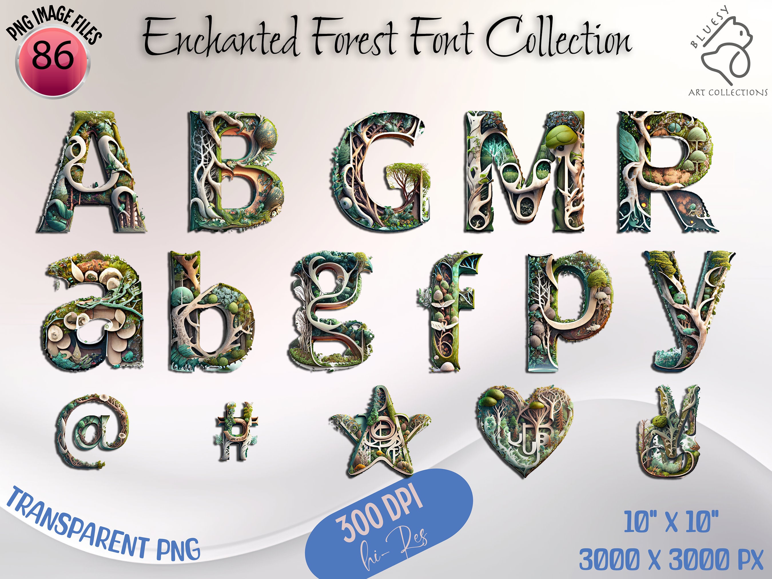 Enchanted Forest Font, Magical Alphabet Clipart, Fantasy PNG Letters ...