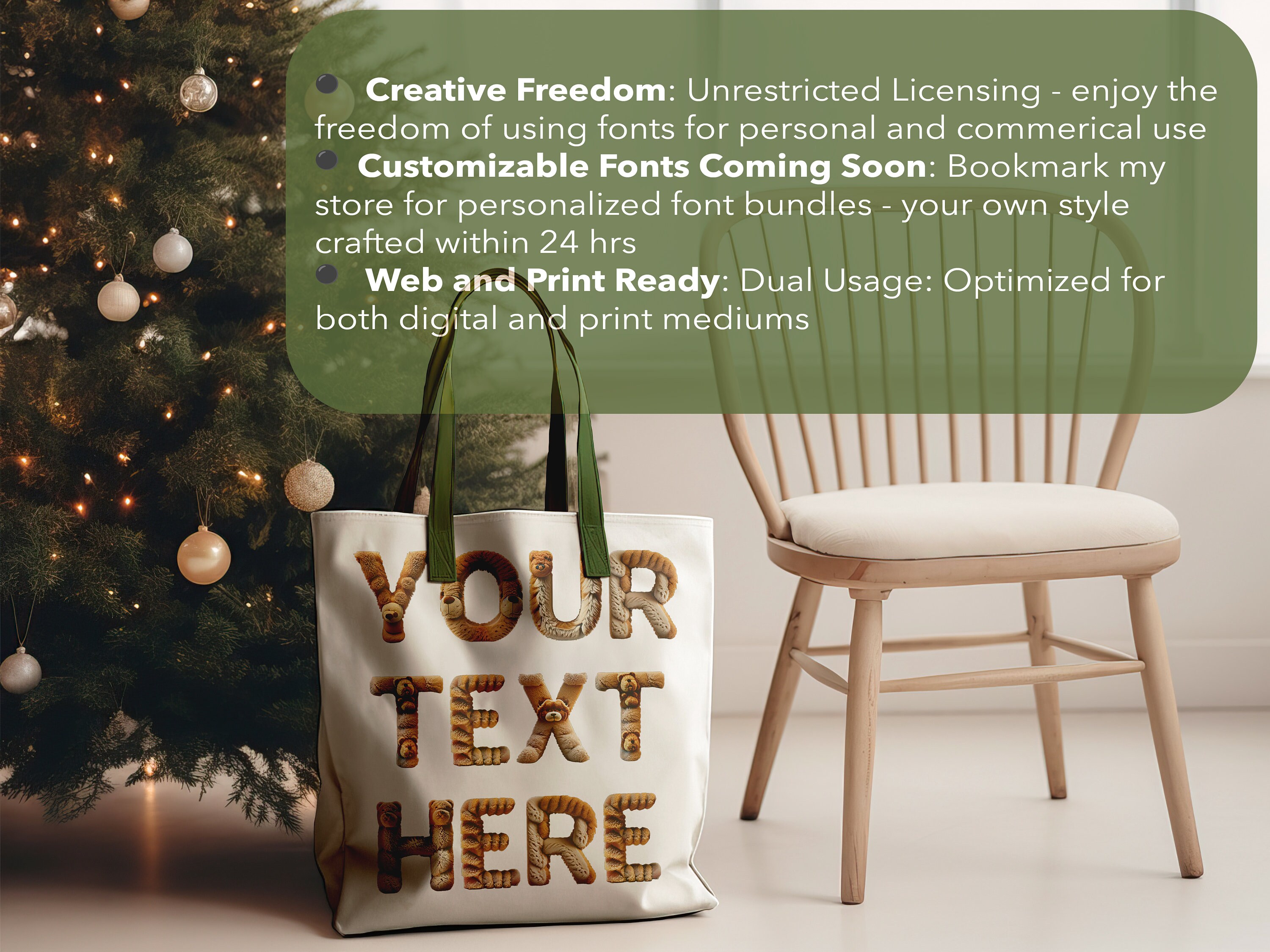 Fluffy Teddy Bear Font Bundle, Nursery Alphabet PNG, Kids Birthday ...