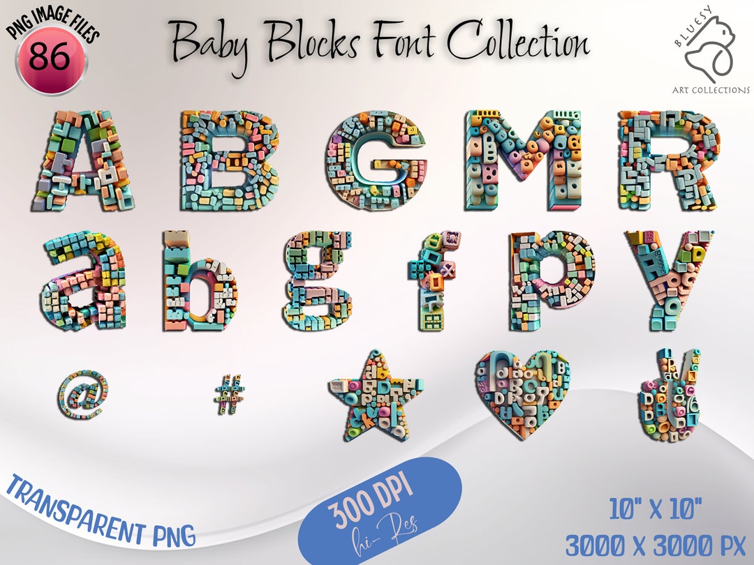 Nursery Alphabet Blocks Bundle - Baby Shower and Kids Birthday Clipart ...