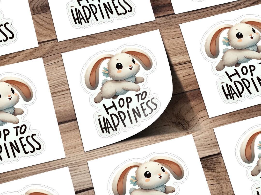 Bunny Happiness Sticker, Fluffy Sticker, Cute Rabbit Sticker, Rabbit ...