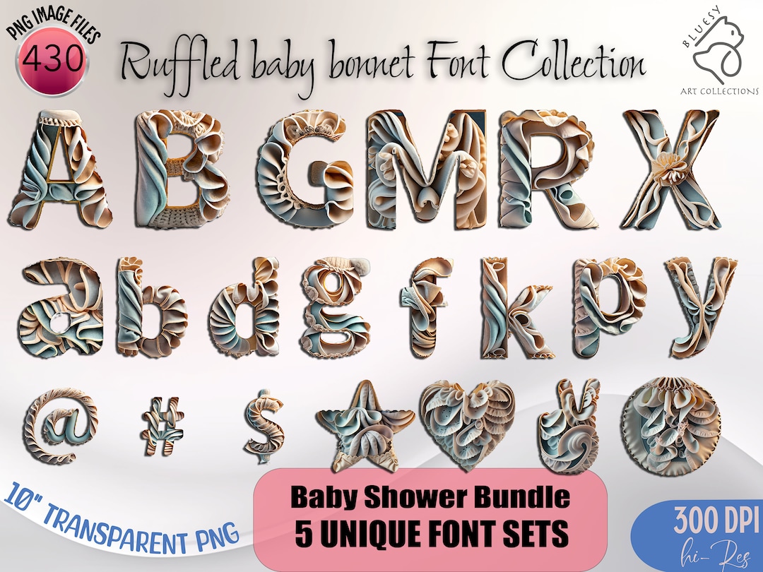 Baby Shower Font Bundle - Adorable Blocks, Teddy Bear, Quilt, Bonnet ...